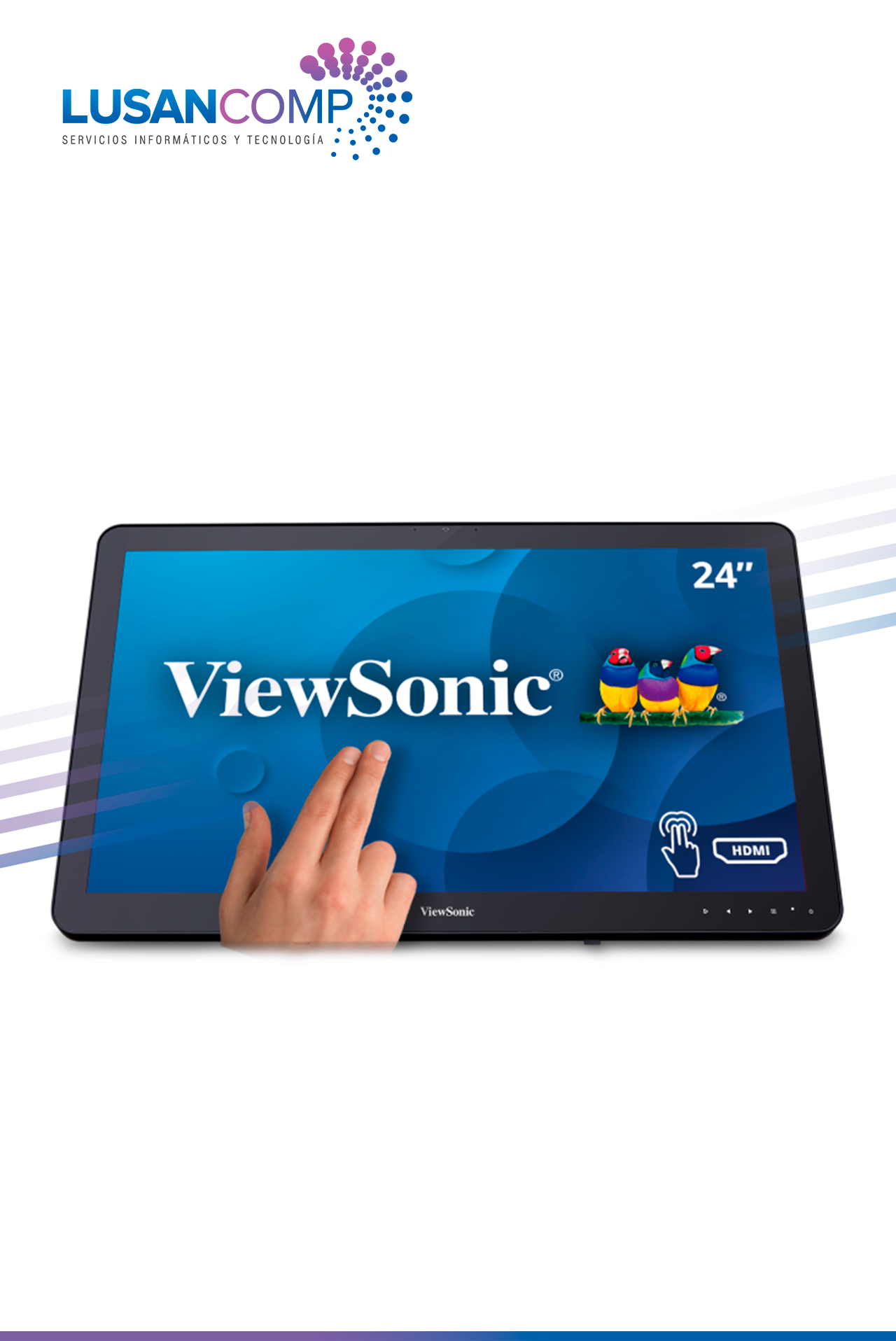 Monitor ViewSonic TD2423d 24" Táctil - Lusancomp Cia. Ltda.